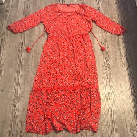 a.n.a | Dresses | Ana Orange Floral Long Dress | Poshmark